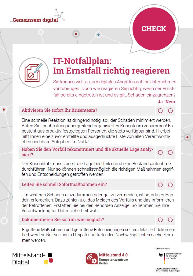 IT-Notfallplan – Im Ernstfall richtig reagieren. | Mittelstand-Digital ...